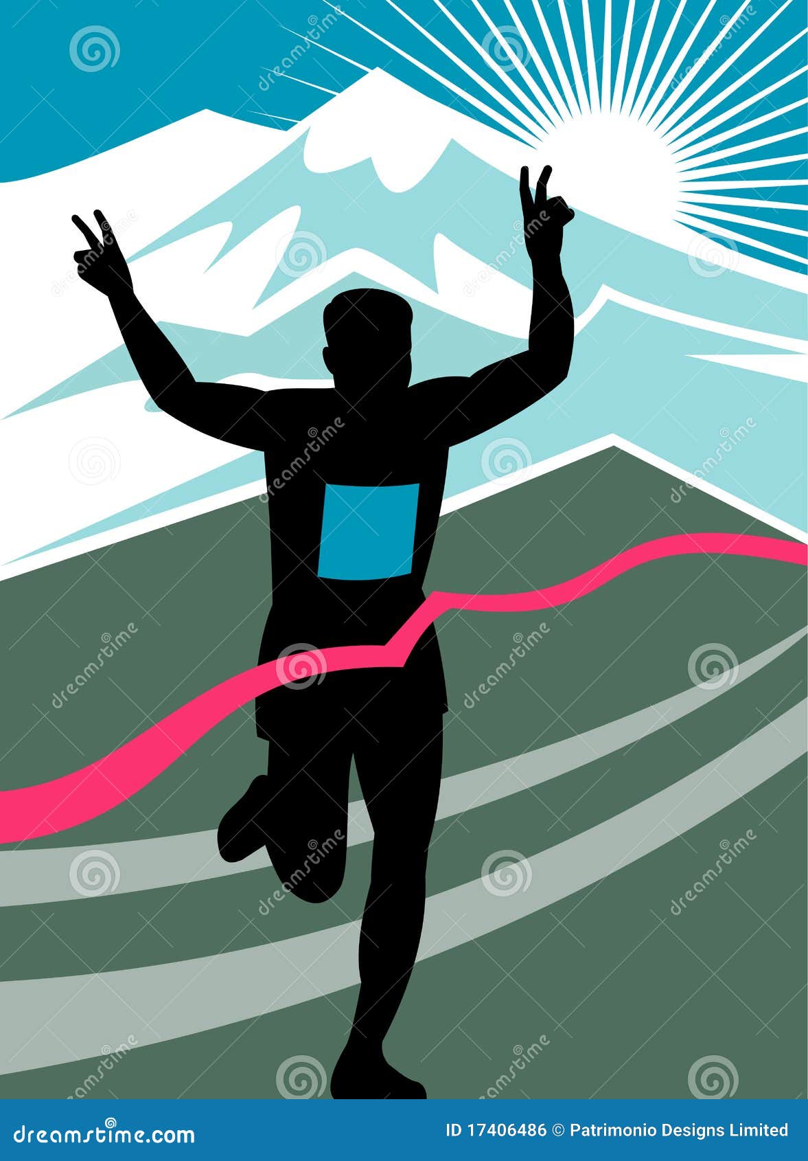 Meta De La Raza Del Corredor De Maratón Stock de ilustración ...