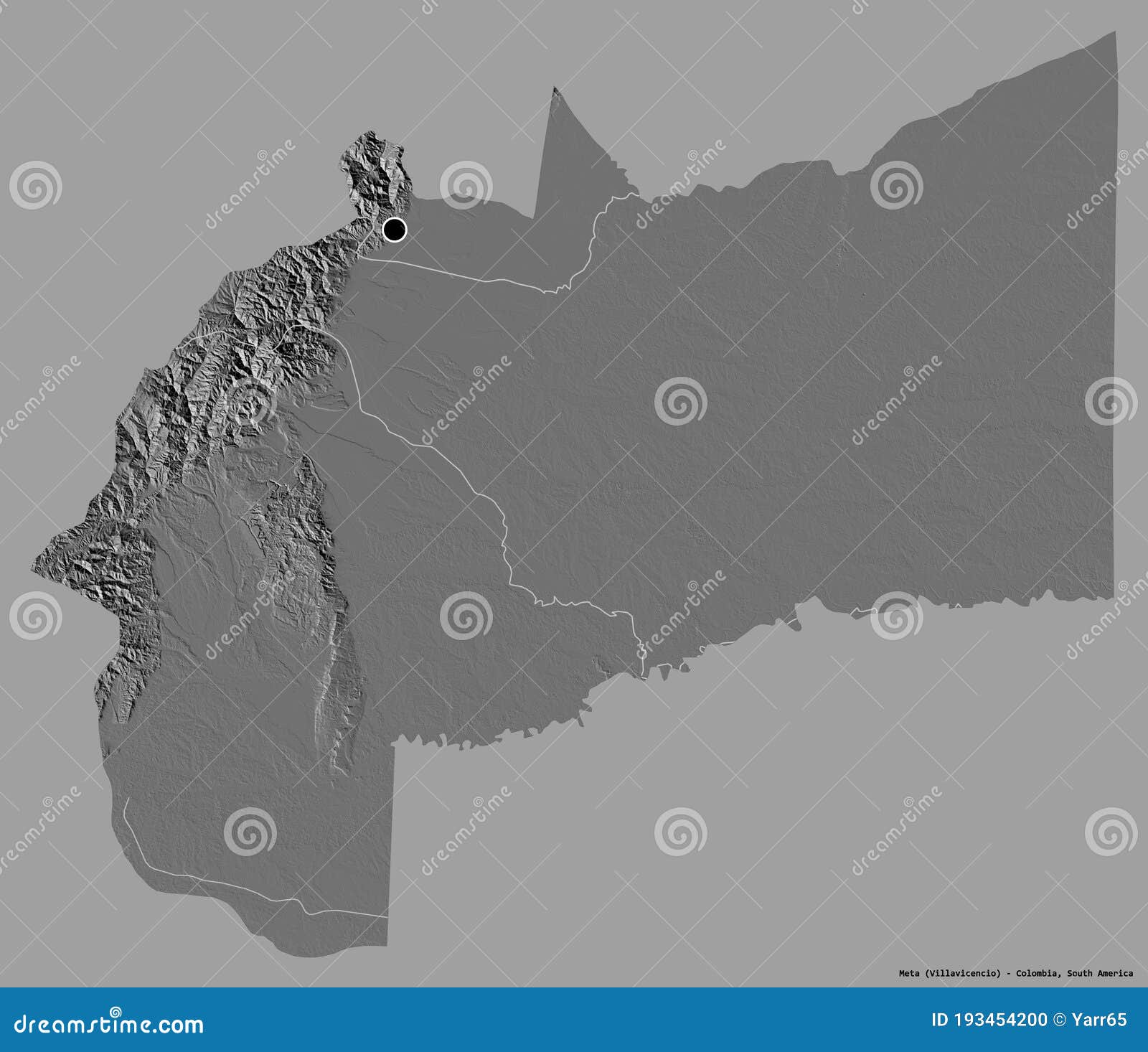 Meta, Department of Colombia, on Solid. Bilevel Stock Illustration ...