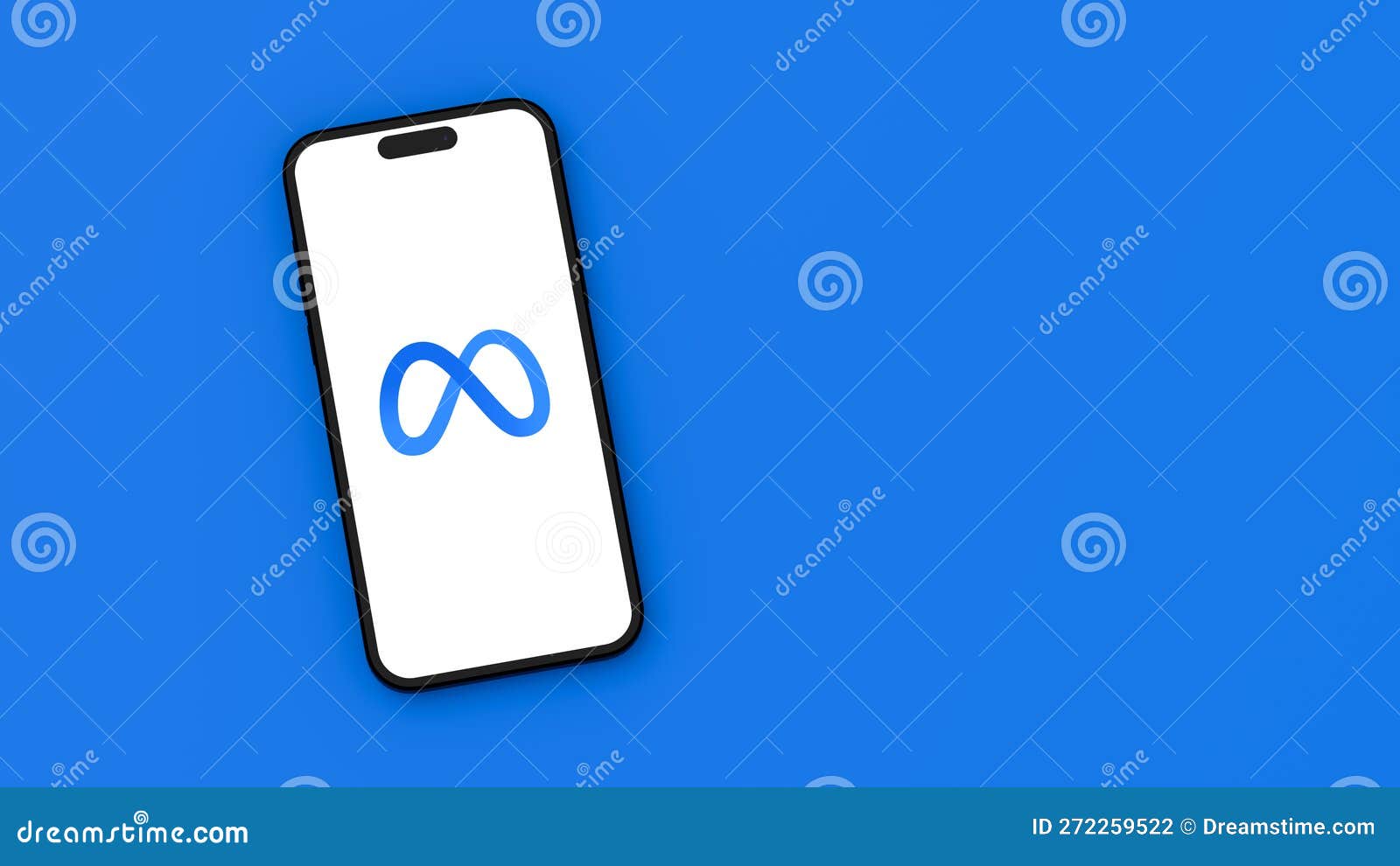 Meta Logo on Mobile Phone Screen on Blue Background with Copy Space ...