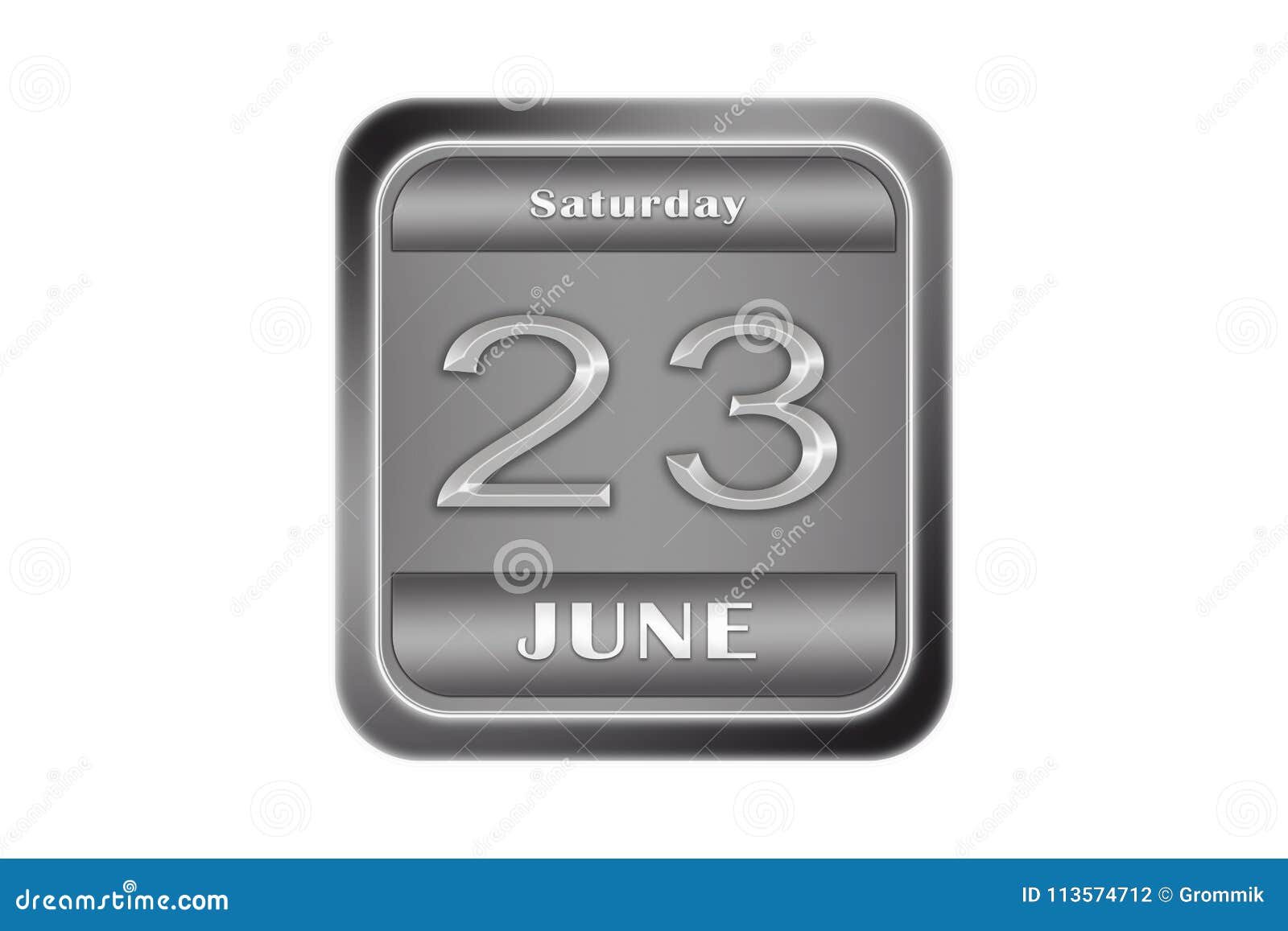 Metaalplaat Met De Datum Van 23 Juni, Zaterdag Stock Illustratie ...