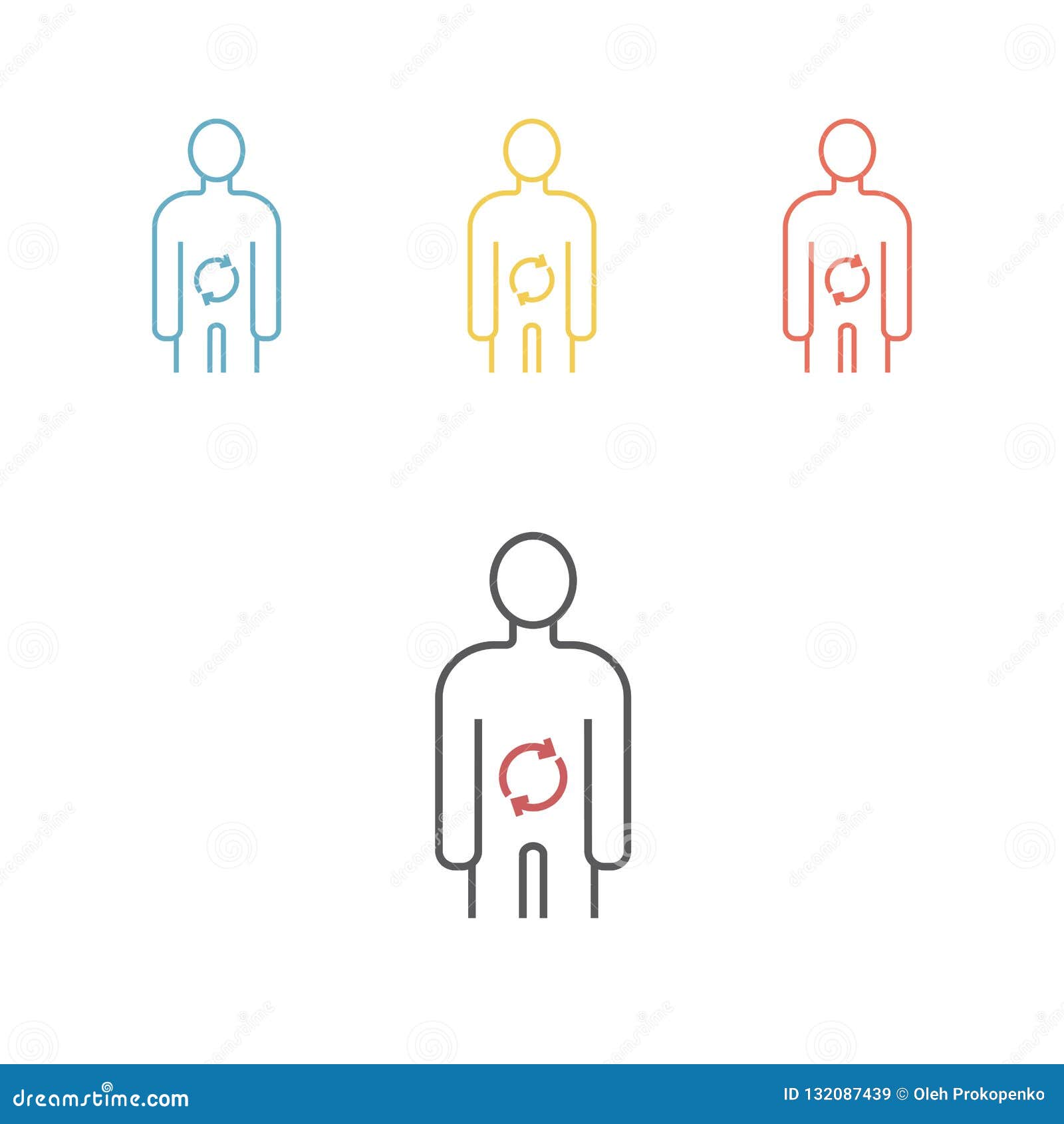 Man Metabolism Line Icon. Male Good Digestion Linear Pictogram. Belly ...