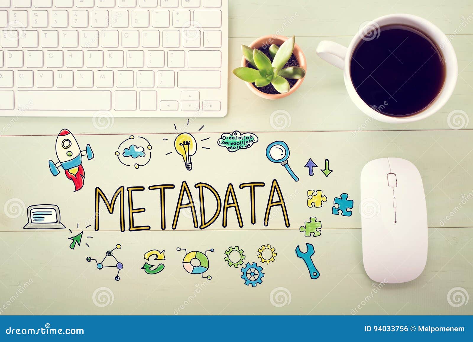 Metadata Concept with Workstation Stock Illustration - Illustration of ...