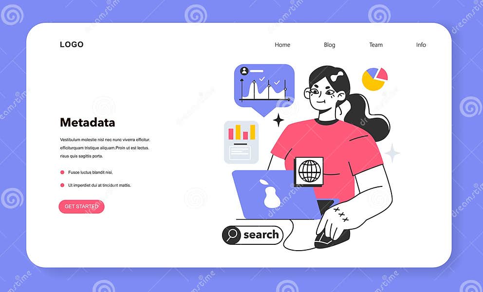 Metadata Web Banner or Landing Page. Additional Descriptive Information Stock Illustration ...