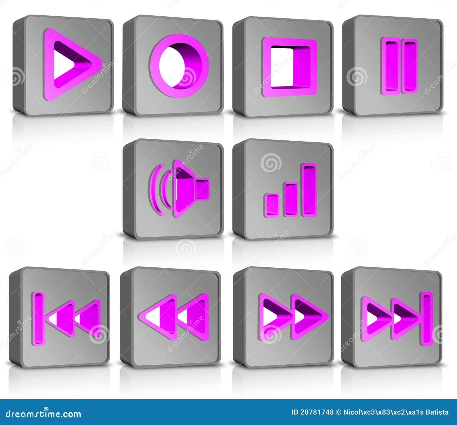 Metal 3d Cubes Buttons Pink Stock Illustration - Illustration of cube ...