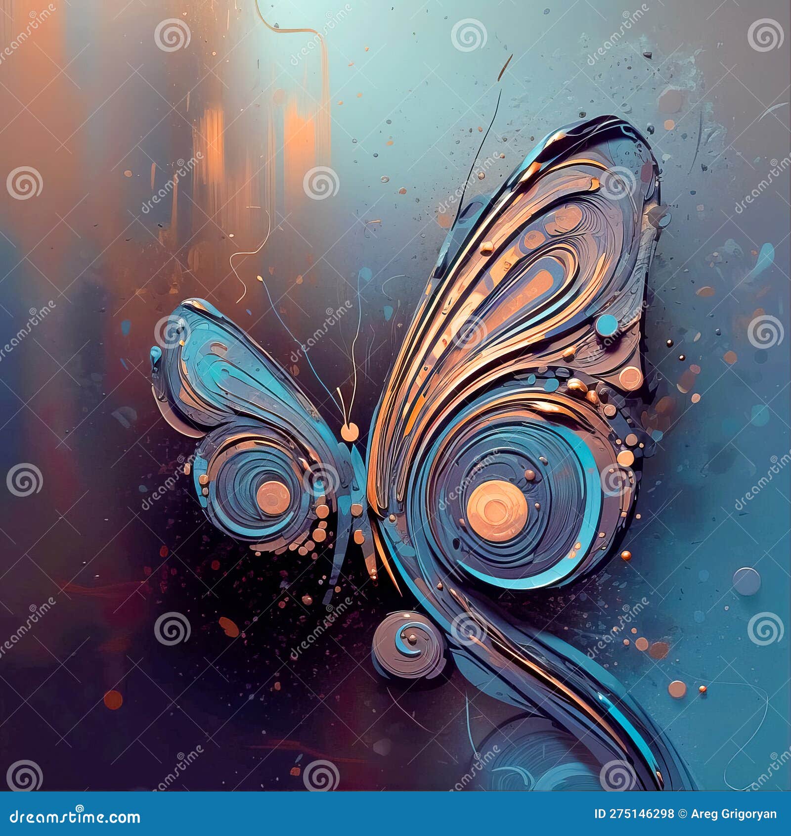 Metal Abstract Butterfly Structure from Waves, Particles Fluids and ...