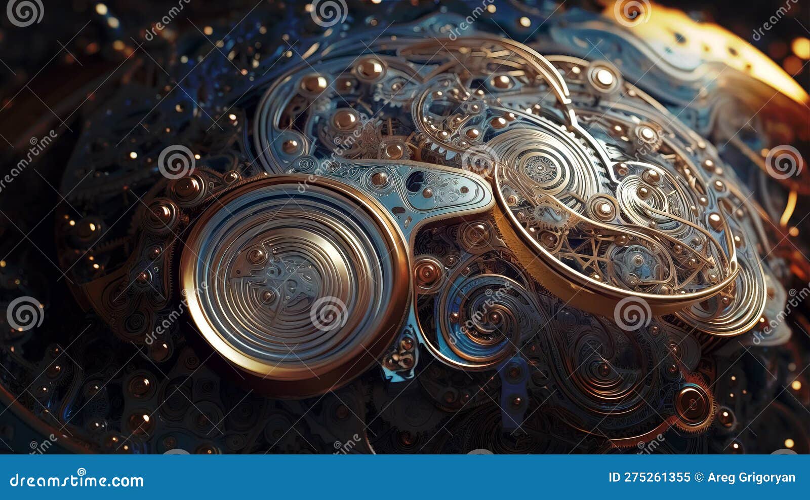 Metal Abstract Object Clock Mechanism Structure from Waves, Particles ...