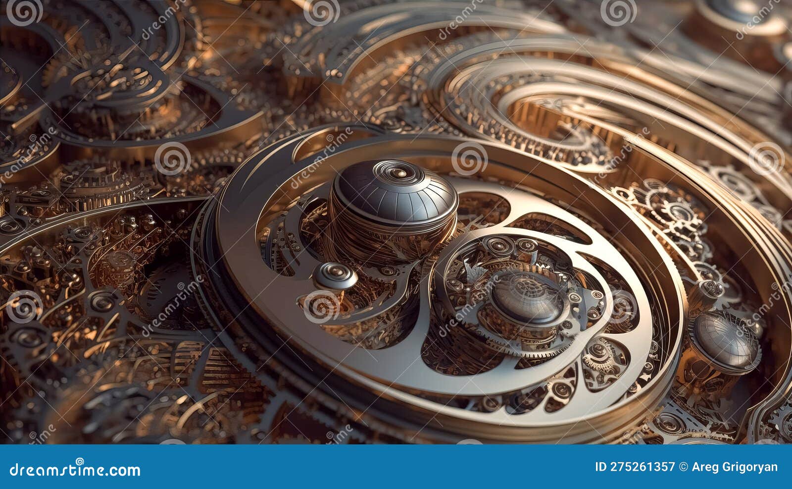 Metal Abstract Object Clock Mechanism Structure from Waves, Particles ...