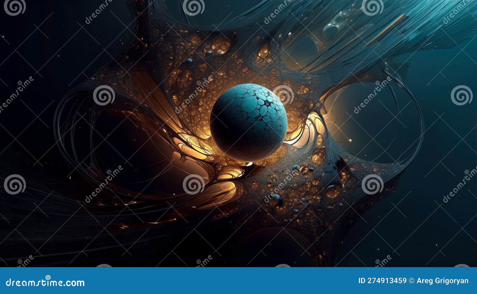 Metal Abstract Object Structure from Waves, Particles Fluids and ...