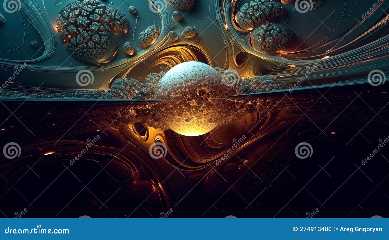 Metal Abstract Object Structure from Waves, Particles Fluids and ...