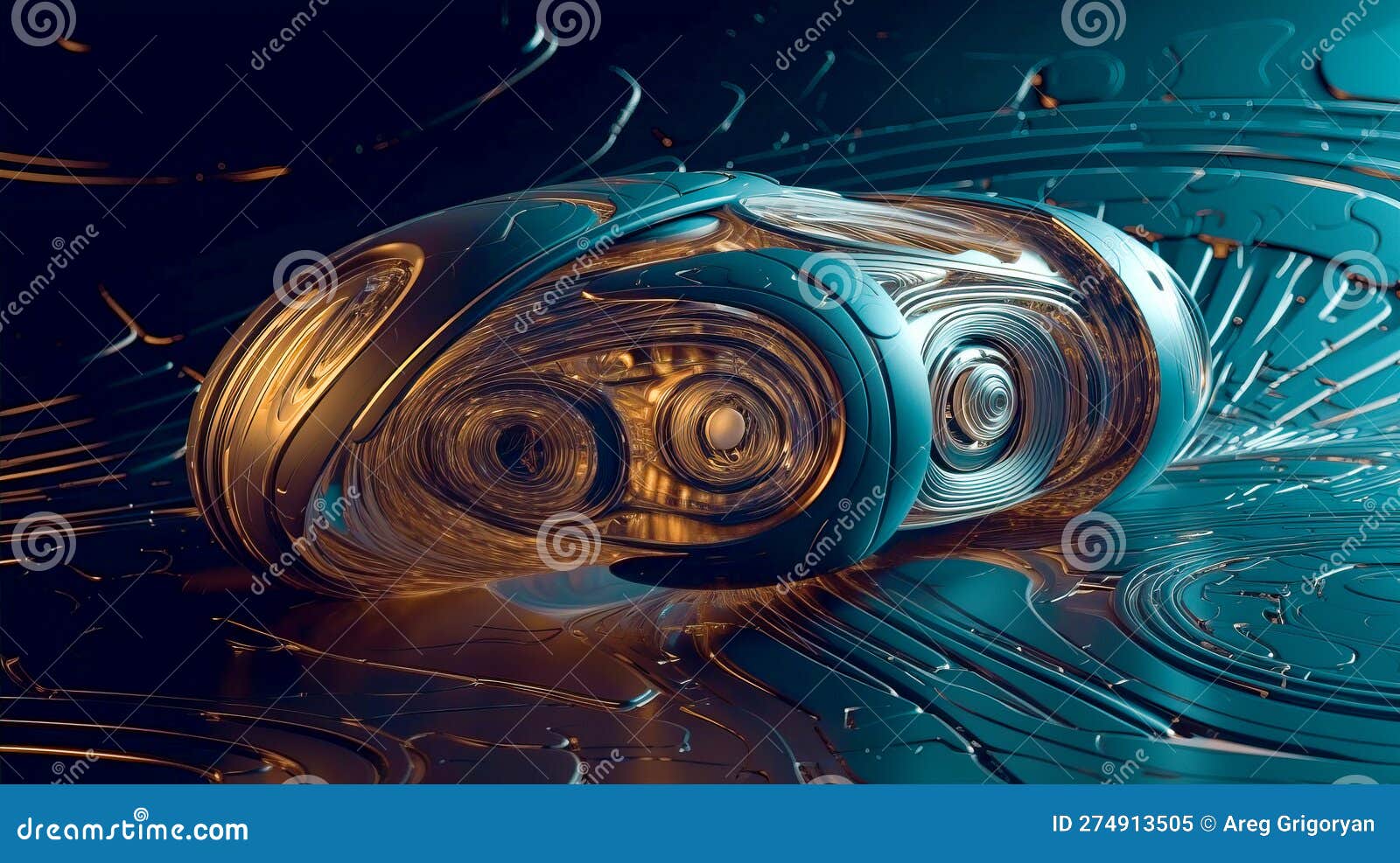 Metal Abstract Object Structure from Waves, Particles Fluids and ...