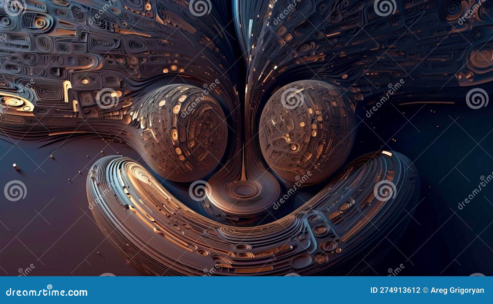 Metal Abstract Object Structure from Waves, Particles Fluids and ...