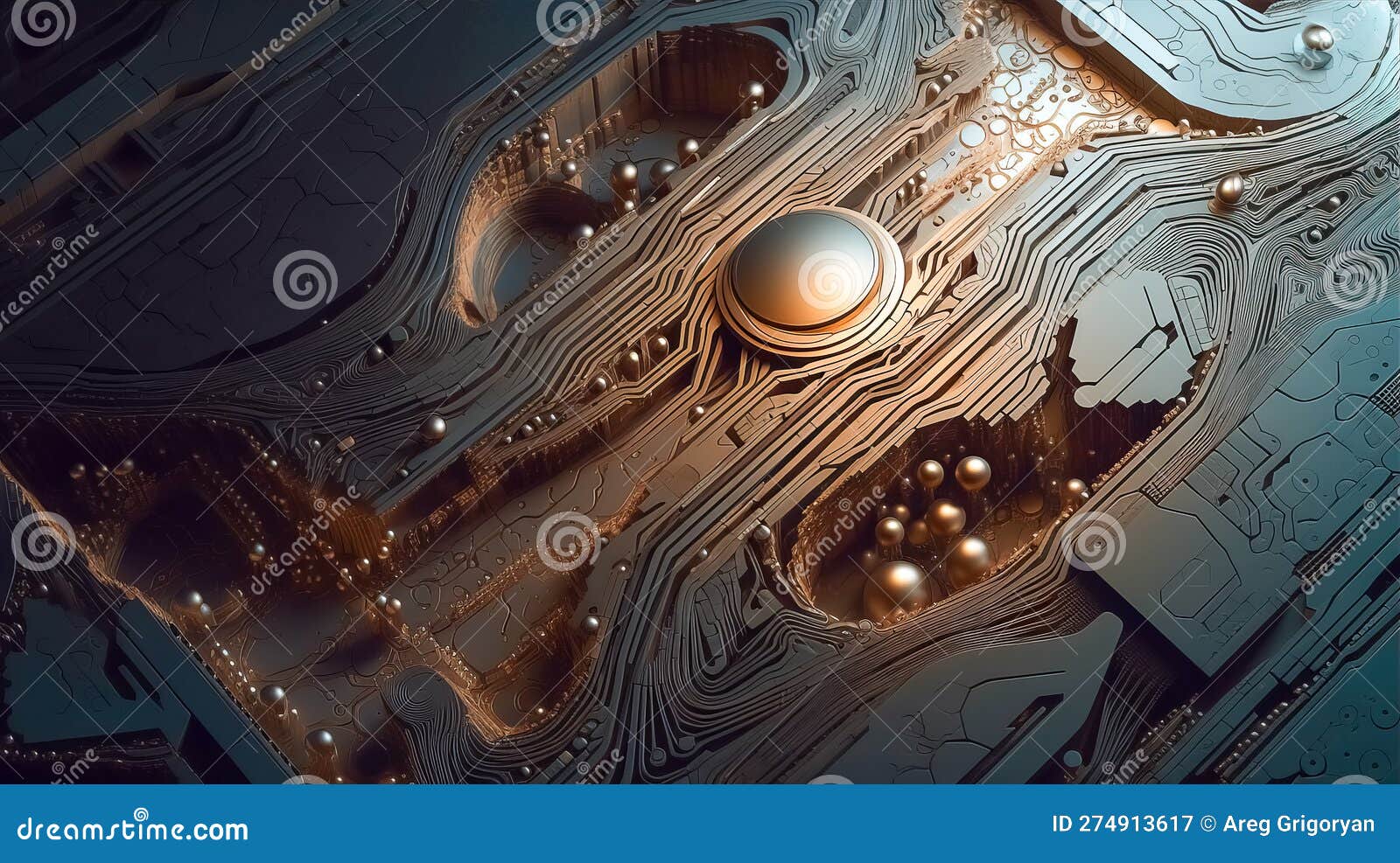 Metal Abstract Object Structure from Waves, Particles Fluids and ...