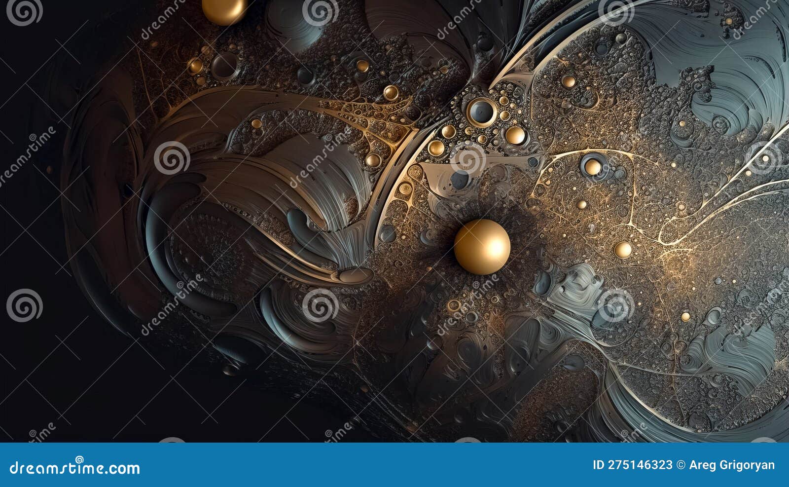 Metal Abstract Object Structure from Waves, Particles Fluids and ...