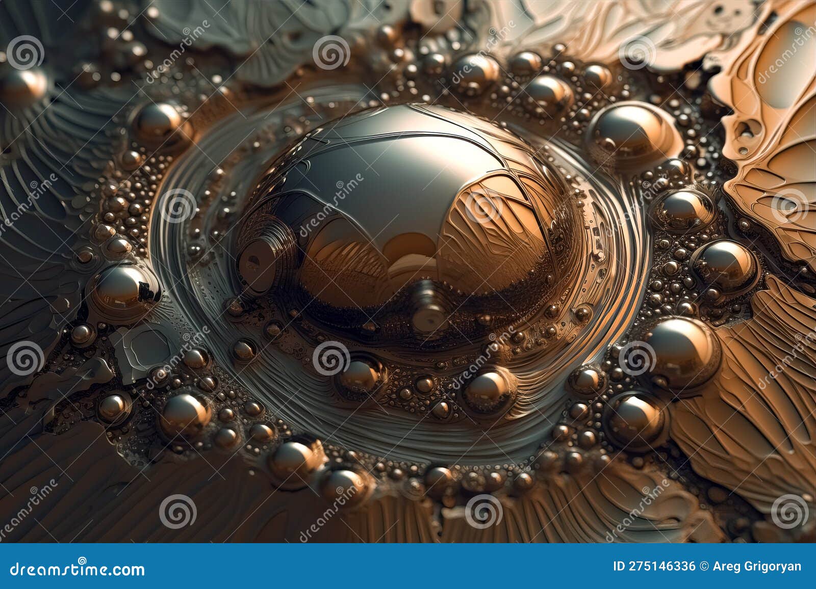 Metal Abstract Object Structure from Waves, Particles Fluids and ...