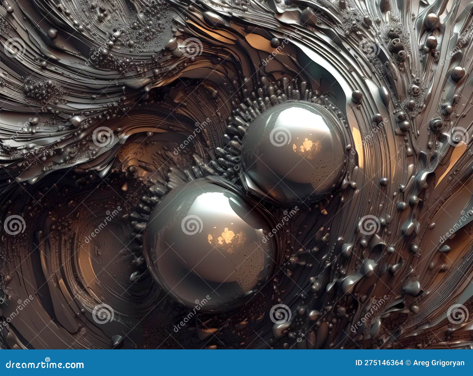 Metal Abstract Object Structure from Waves, Particles Fluids and ...