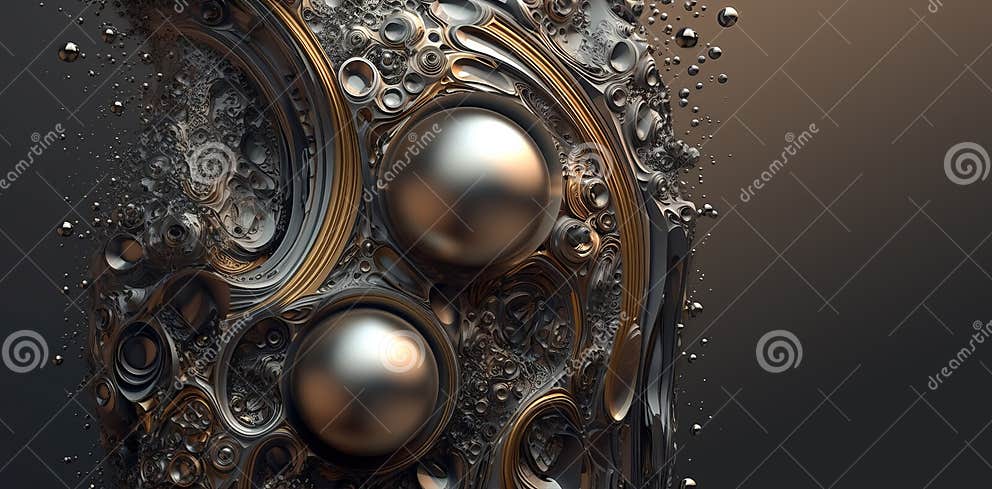 Metal Abstract Object Structure from Waves, Particles Fluids and ...
