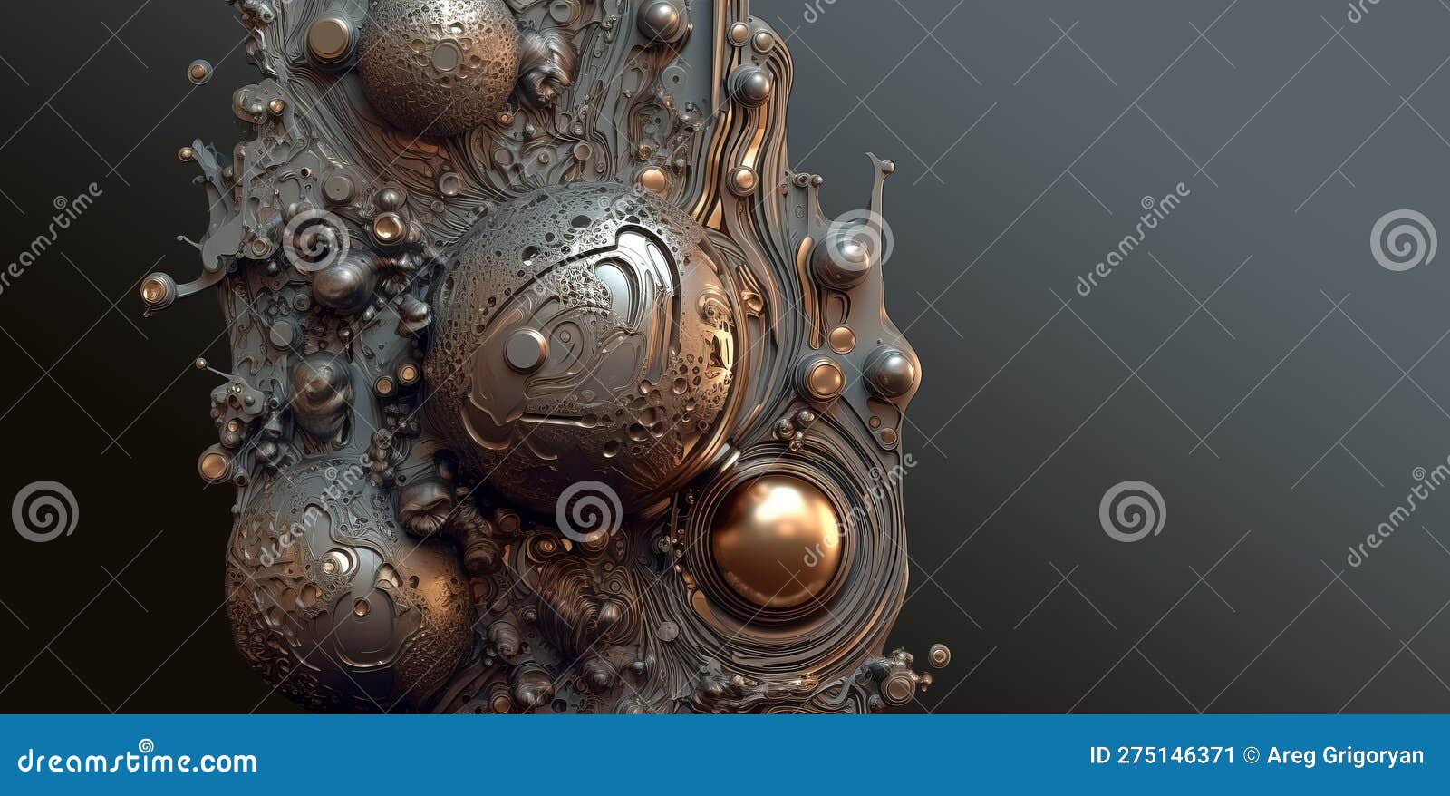 Metal Abstract Object Structure from Waves, Particles Fluids and ...