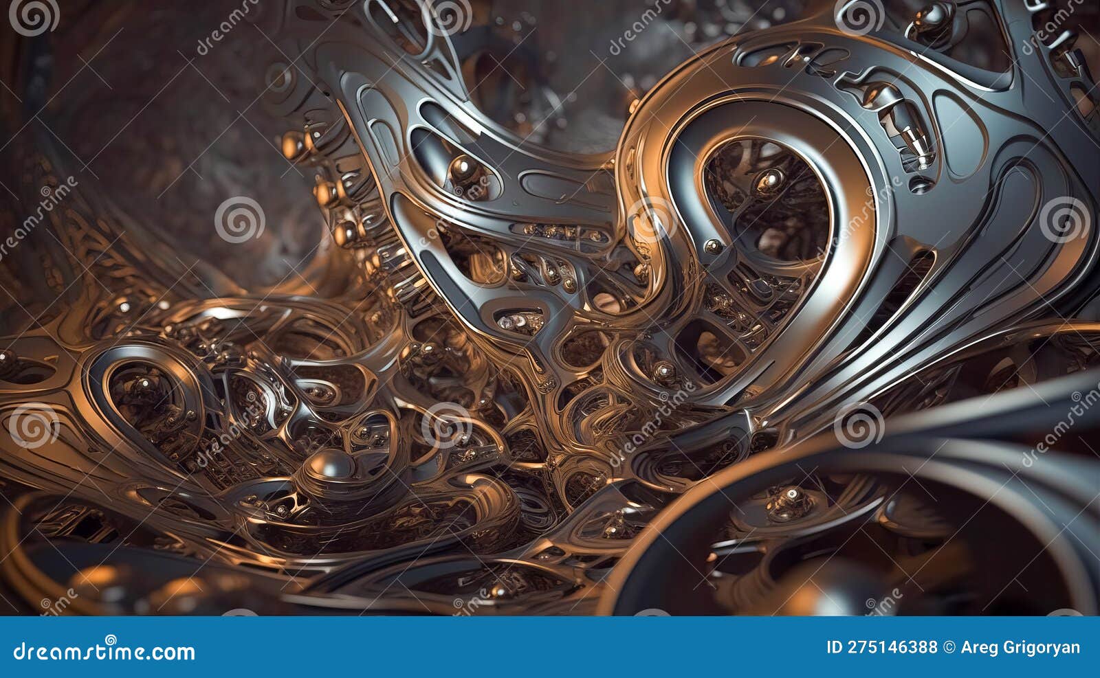 Metal Abstract Object Structure from Waves, Particles Fluids and ...