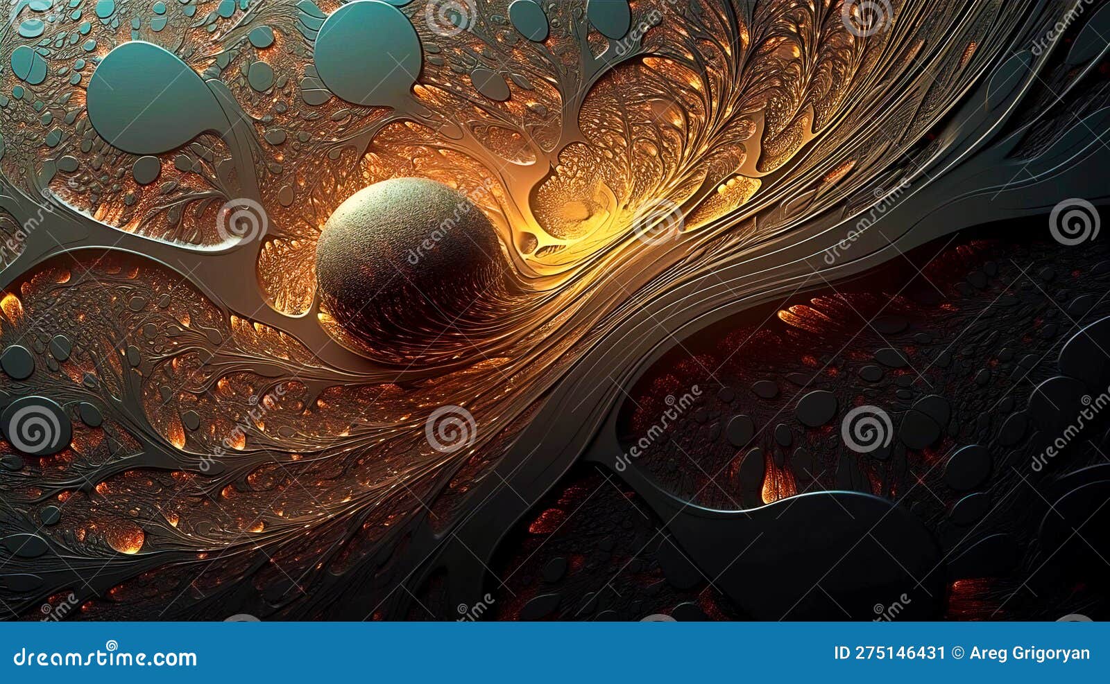 Metal Abstract Object Structure from Waves, Particles Fluids and ...