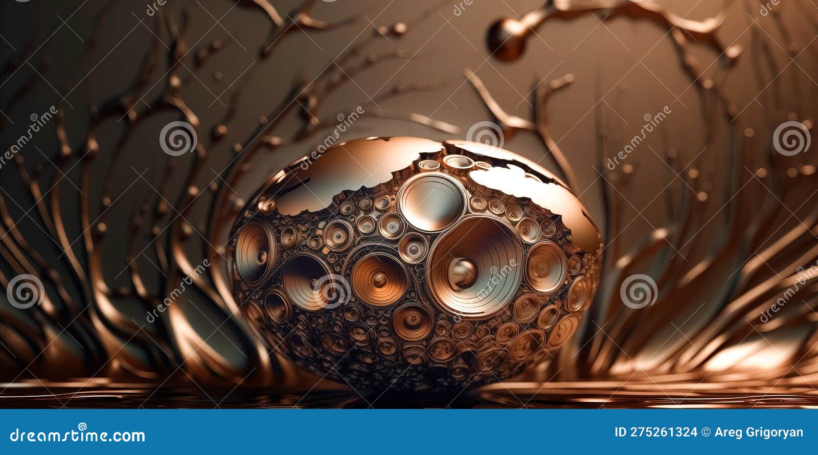 Metal Abstract Object Structure from Waves, Particles Fluids and ...