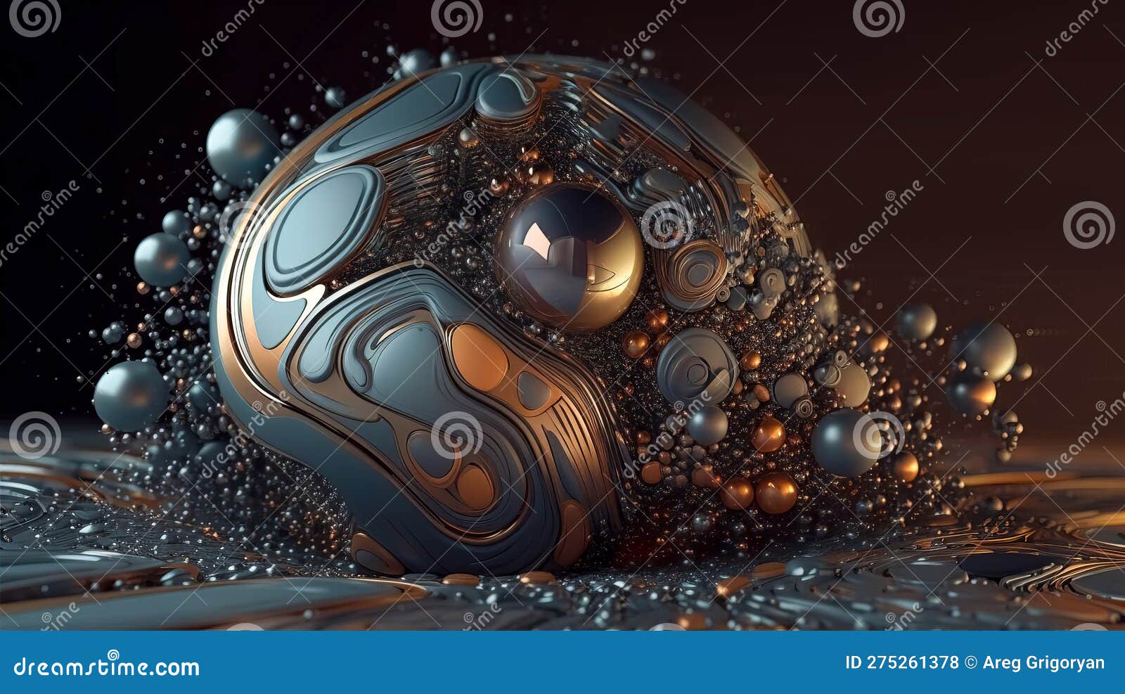 Metal Abstract Object Structure from Waves, Particles Fluids and ...