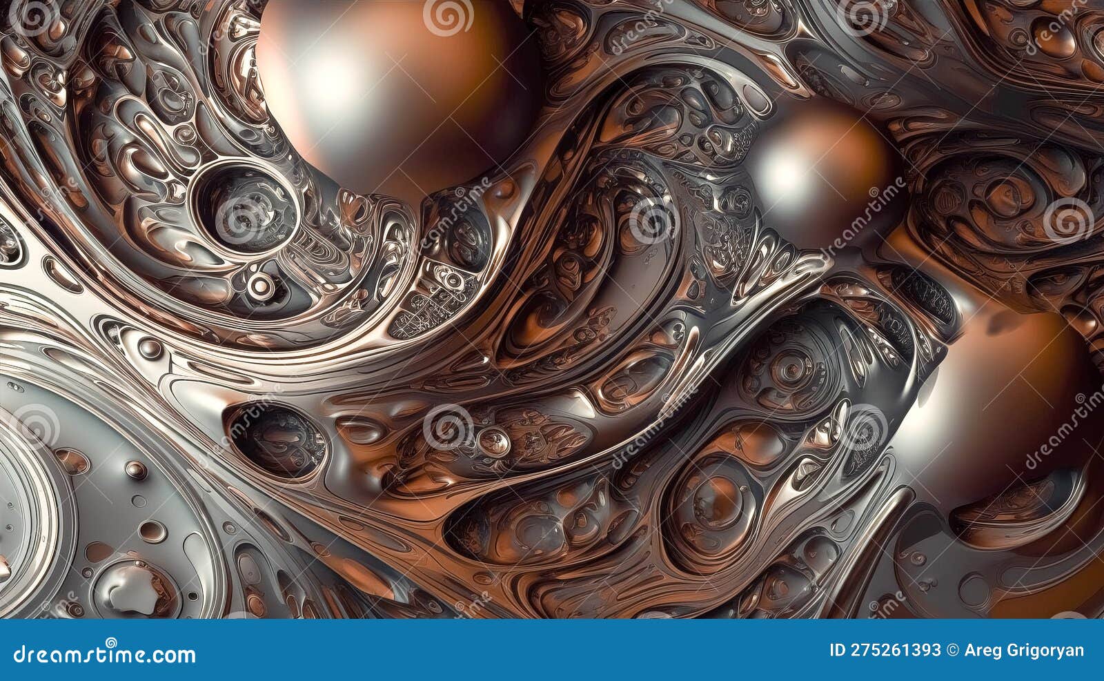 Metal Abstract Object Structure from Waves, Particles Fluids and ...