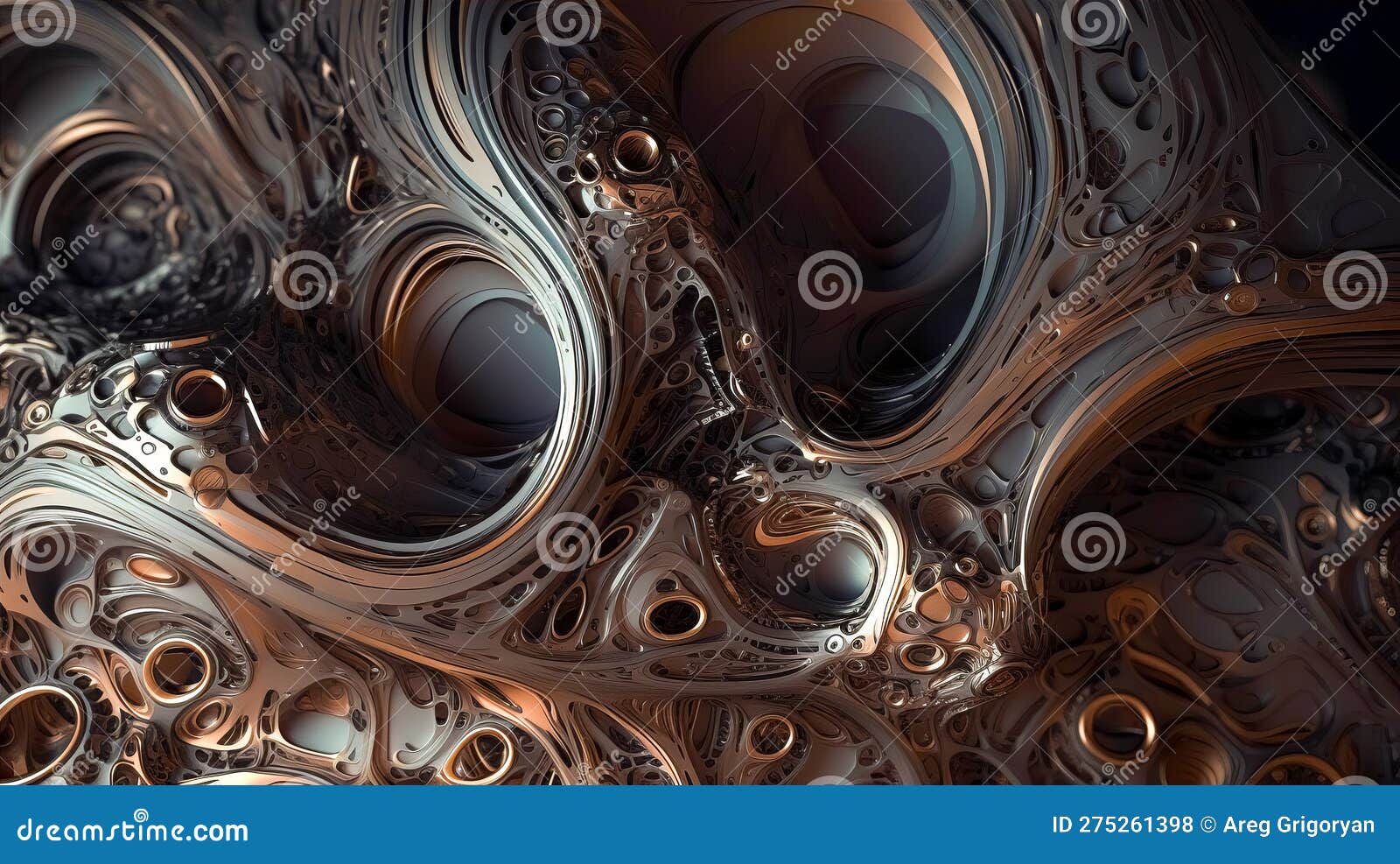 Metal Abstract Object Structure from Waves, Particles Fluids and ...