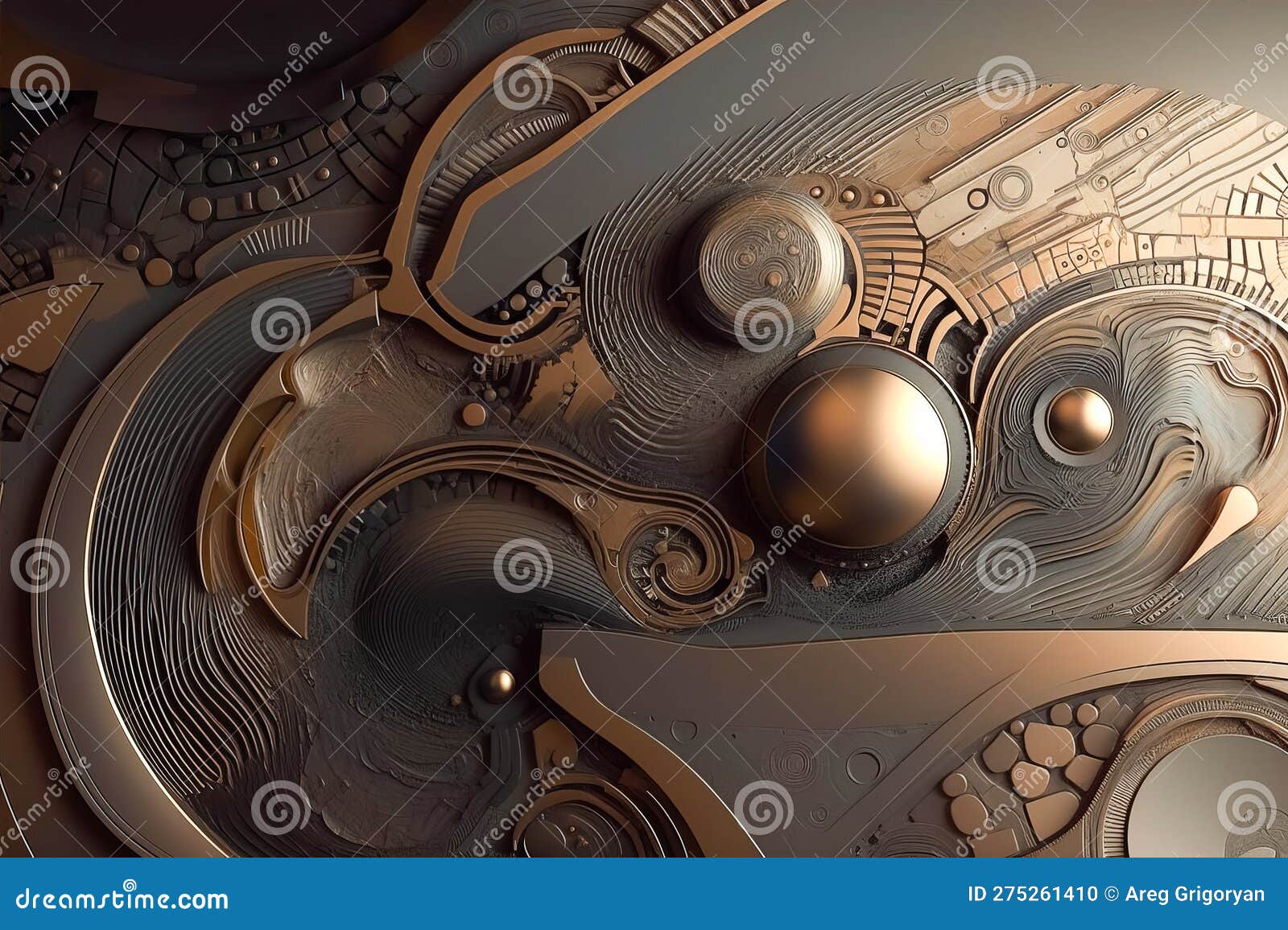 Metal Abstract Object Structure from Waves, Particles Fluids and ...