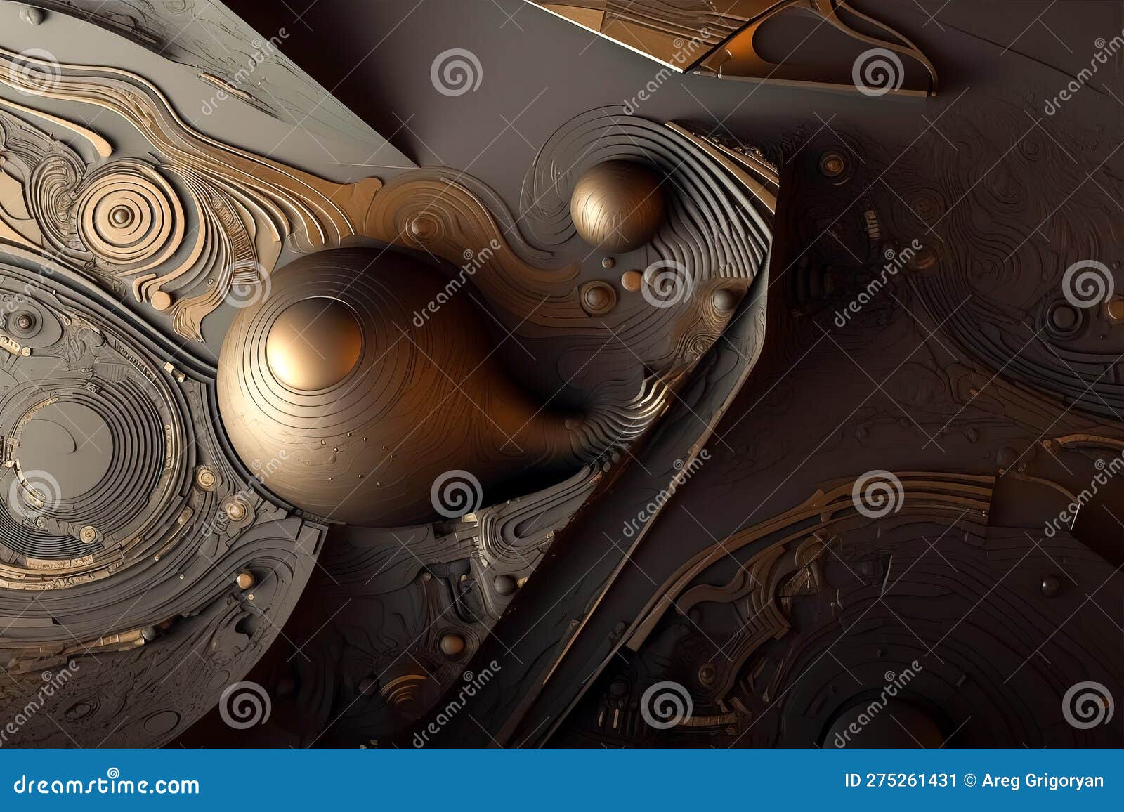 Metal Abstract Object Structure from Waves, Particles Fluids and ...