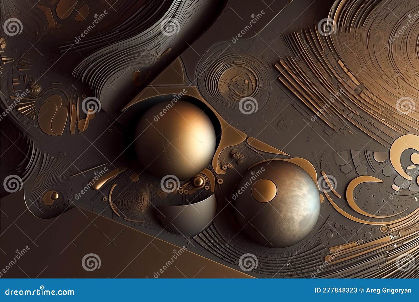 Metal Abstract Object Structure from Waves, Particles Fluids and ...