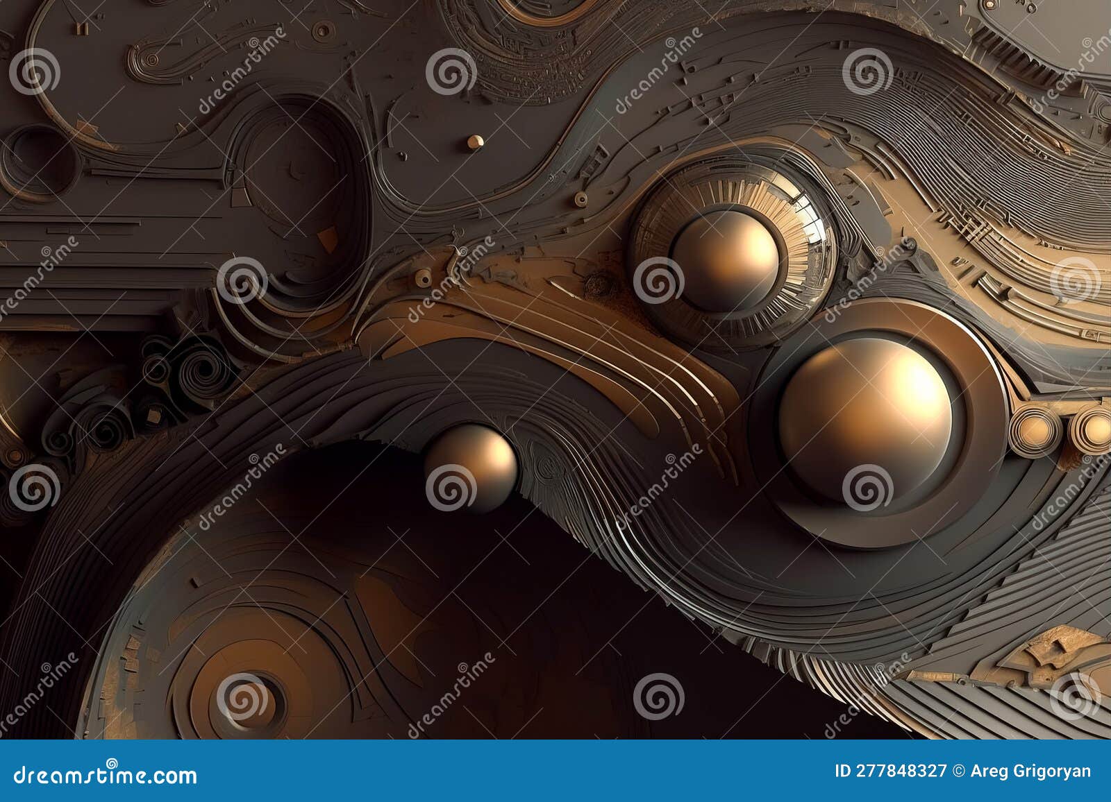Metal Abstract Object Structure from Waves, Particles Fluids and ...