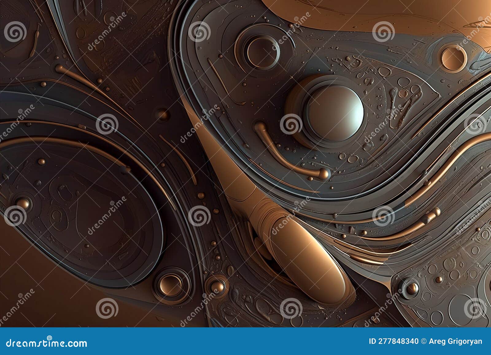 Metal Abstract Object Structure from Waves, Particles Fluids and ...