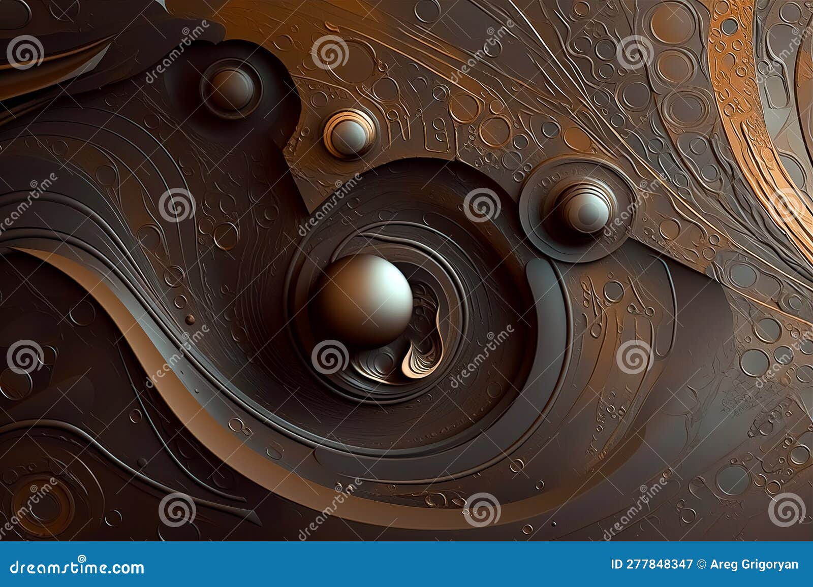 Metal Abstract Object Structure from Waves, Particles Fluids and ...