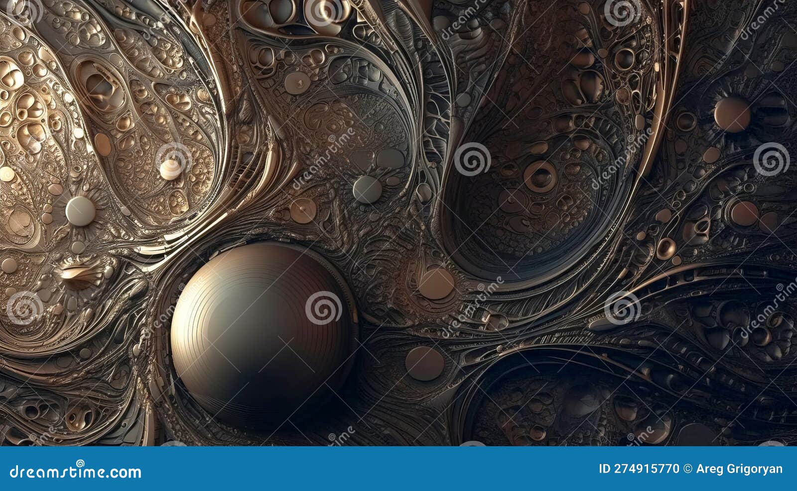 Metal Abstract Object Structure from Waves, Particles Fluids and ...
