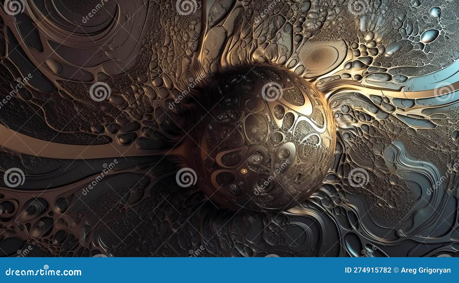 Metal Abstract Object Structure from Waves, Particles Fluids and ...