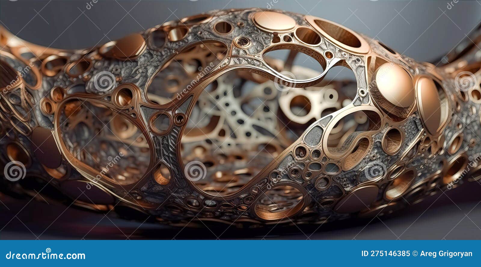 Metal Abstract Object Structure from Waves, Particles Fluids and ...