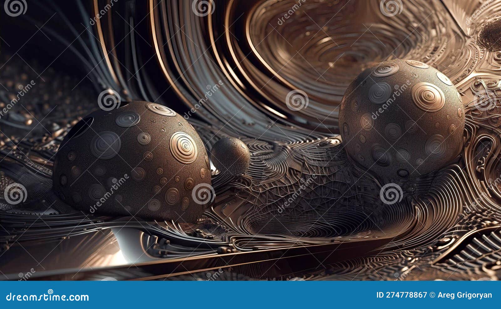Metal Abstract Structure from Waves, Particles Fluids and Spheres Stock ...