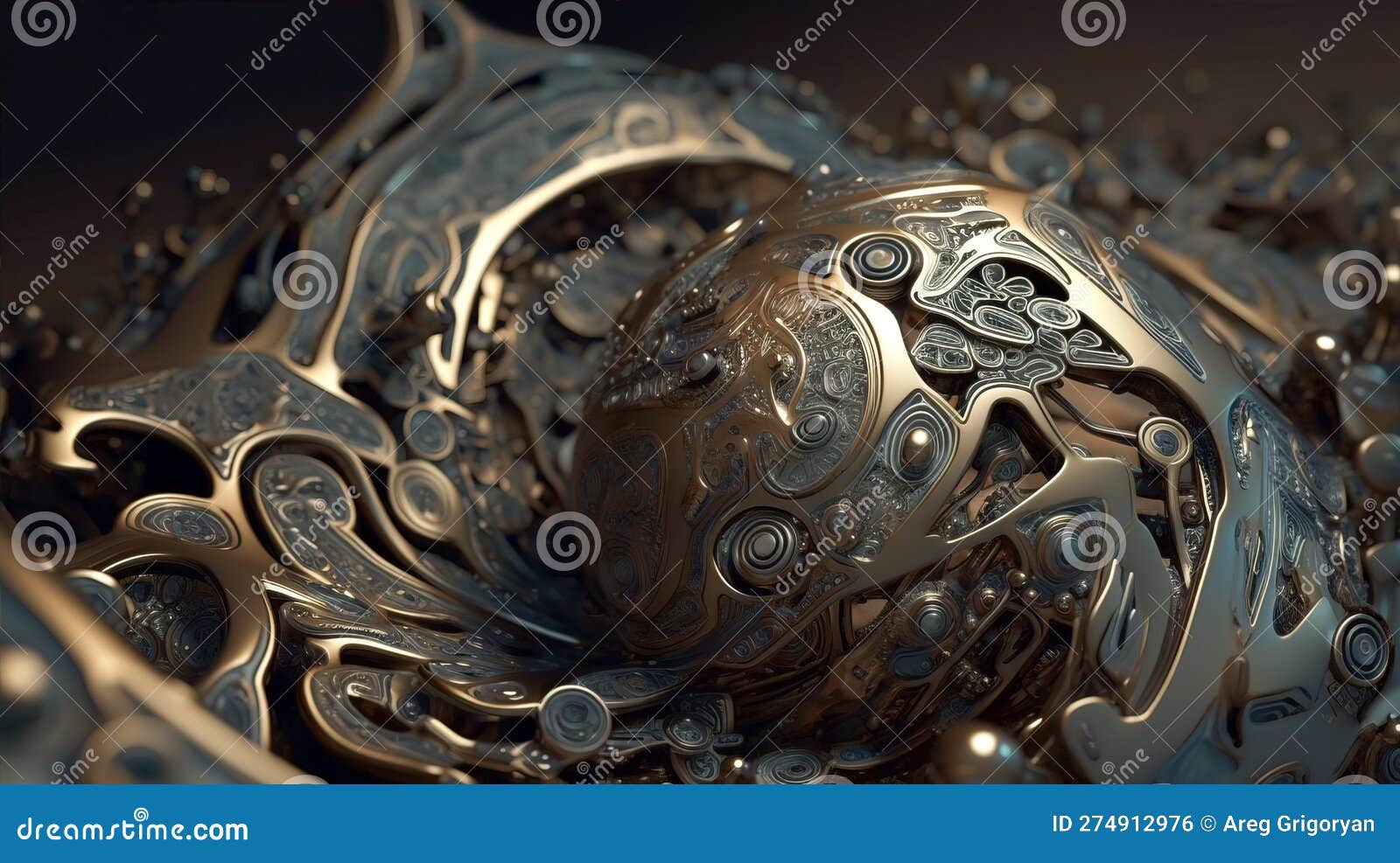 Metal Abstract Structure from Waves, Particles Fluids and Spheres Stock ...