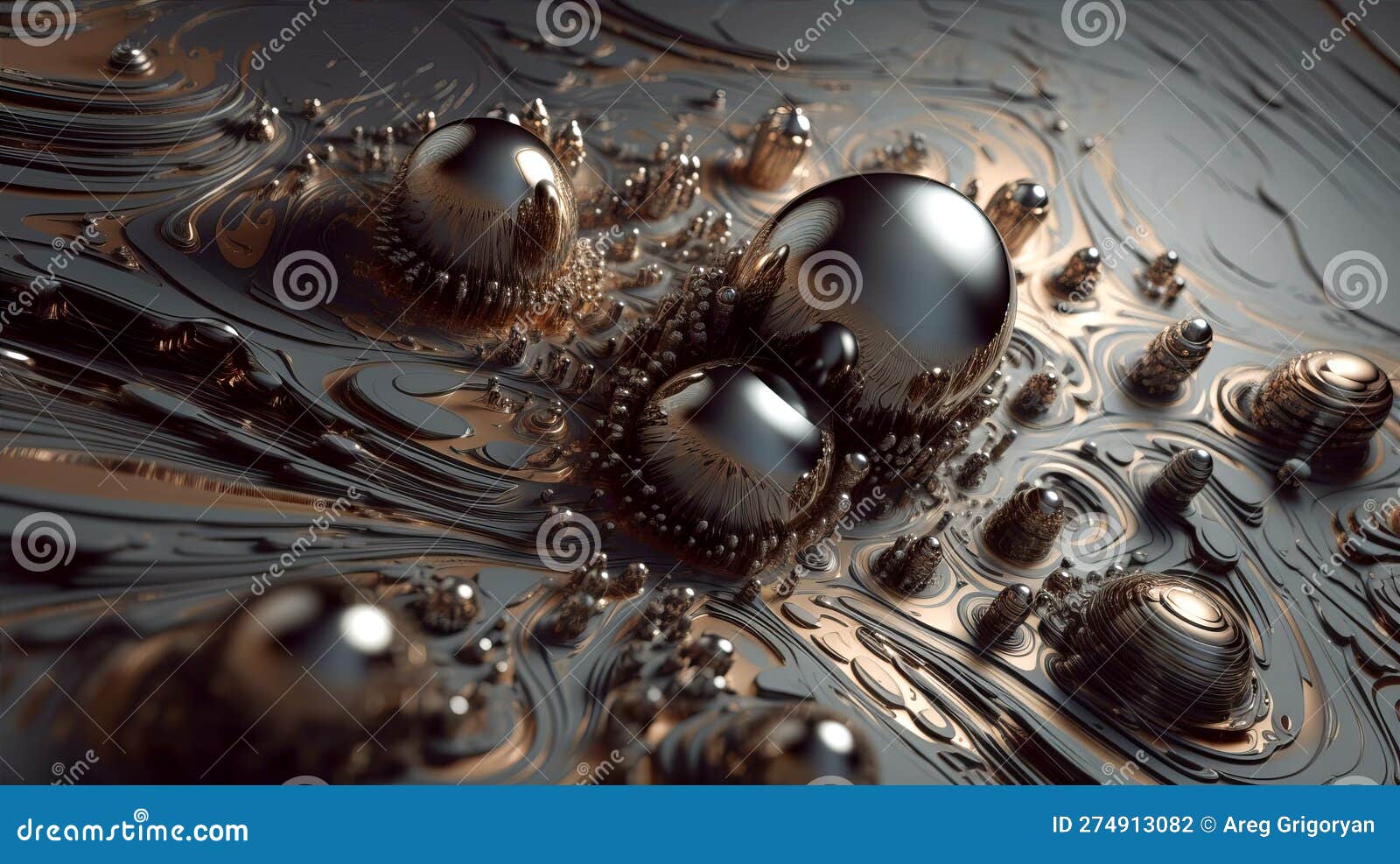 Metal Abstract Structure from Waves, Particles Fluids and Spheres Stock ...