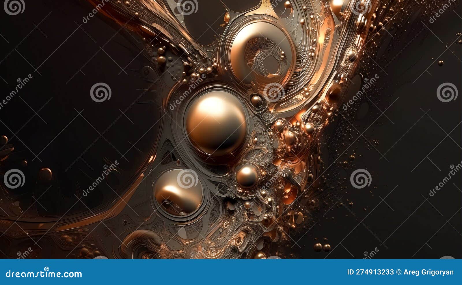 Metal Abstract Structure from Waves, Particles Fluids and Spheres Stock ...