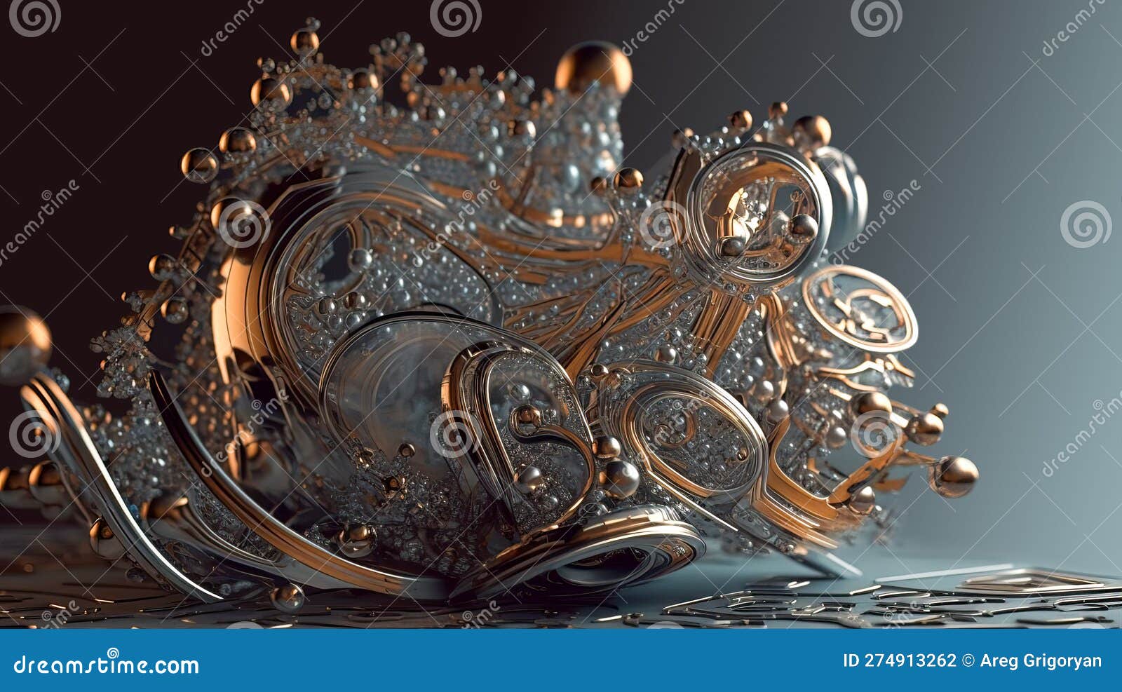 Metal Abstract Structure from Waves, Particles Fluids and Spheres Stock ...