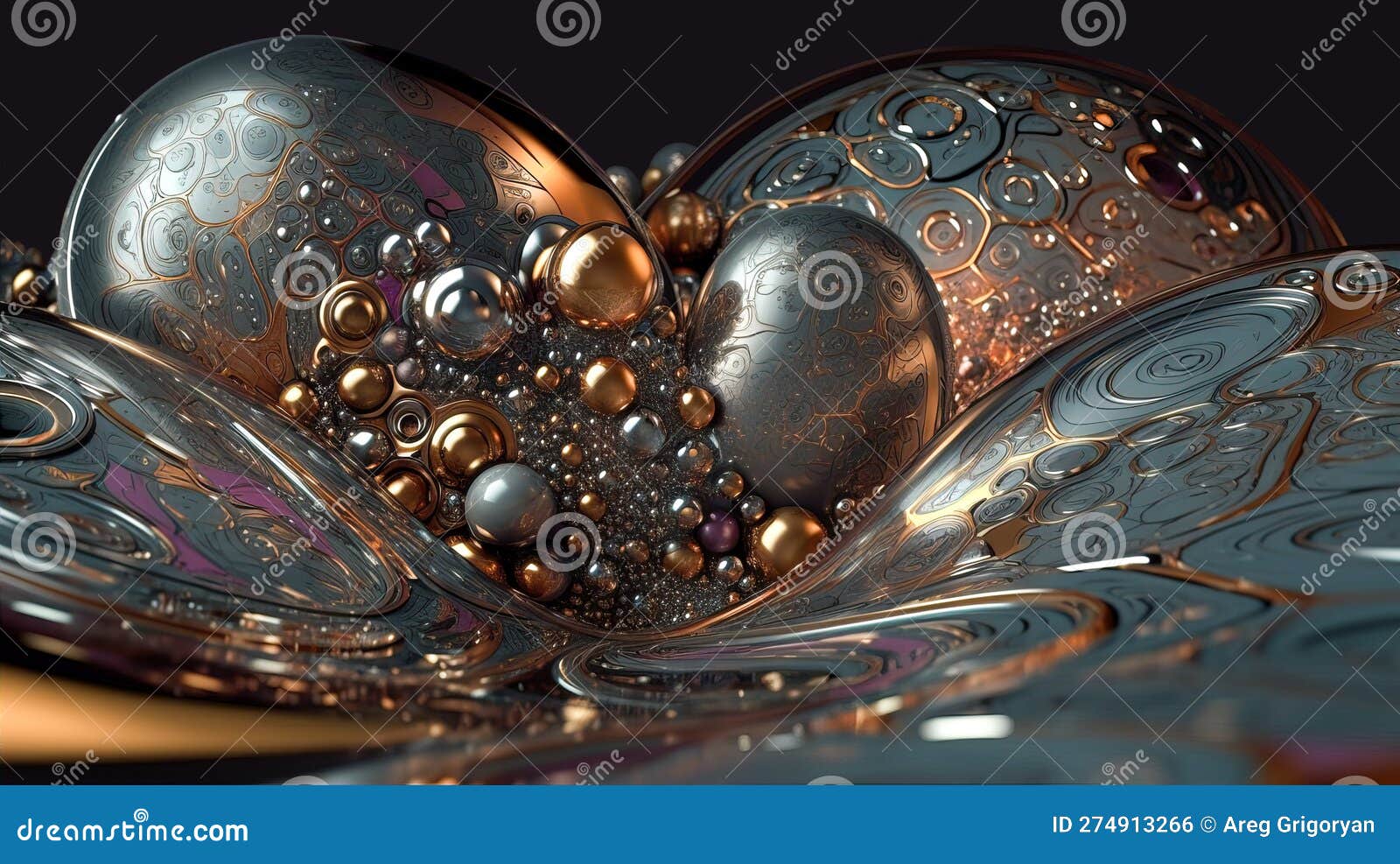 Metal Abstract Structure from Waves, Particles Fluids and Spheres Stock ...