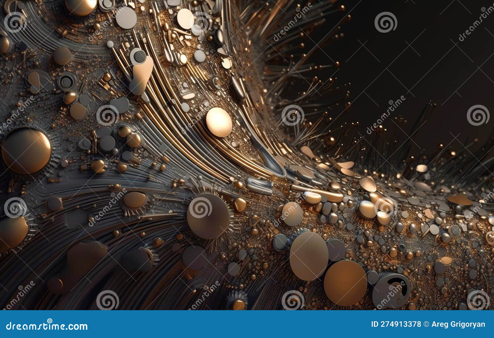 Metal Abstract Structure from Waves, Particles Fluids and Spheres Stock ...