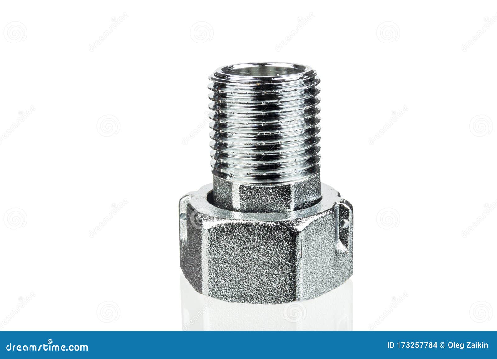 Metal Adapter with Nut and Thread Close-up on a White Background. Stock ...