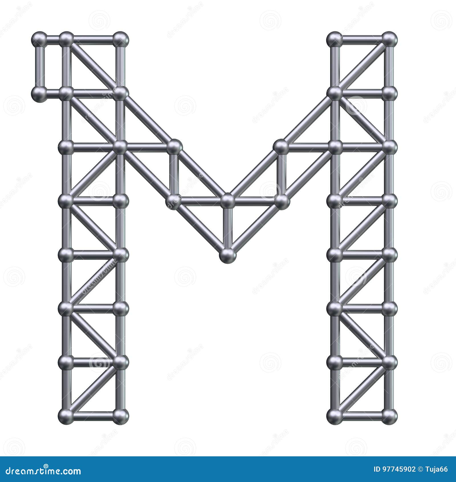 Metal alphabet letter M stock illustration. Illustration of stage ...