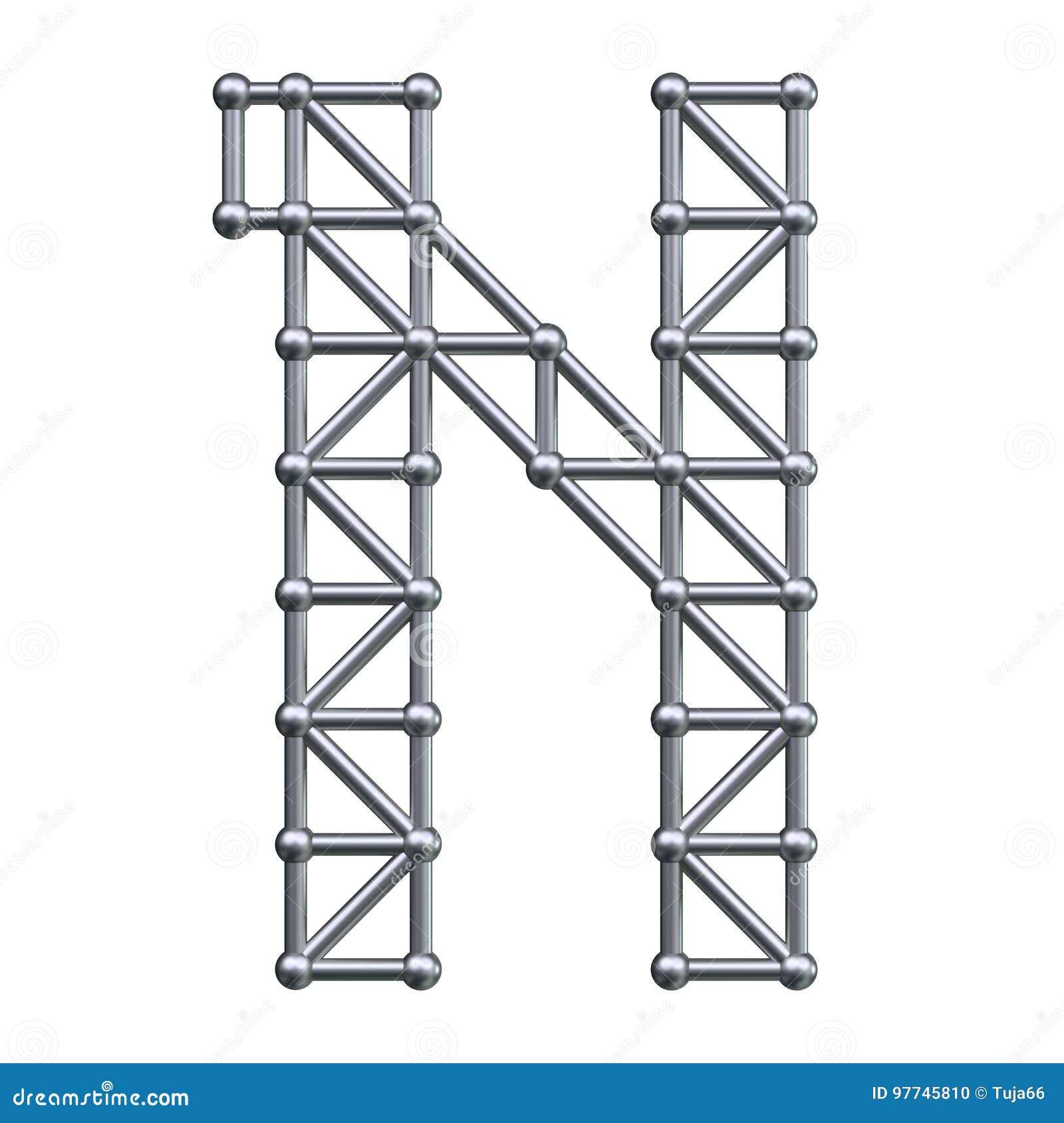 Metal alphabet letter N stock illustration. Illustration of font - 97745810