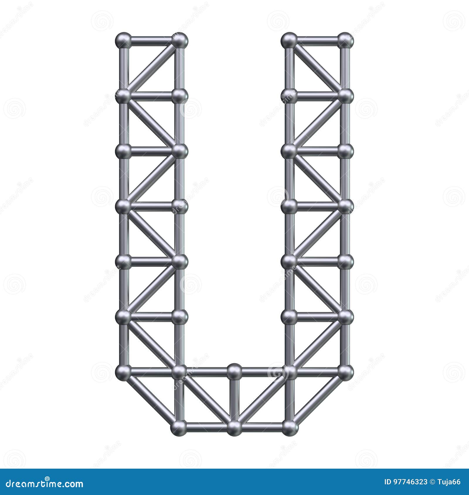 Metal alphabet letter U stock illustration. Illustration of ...