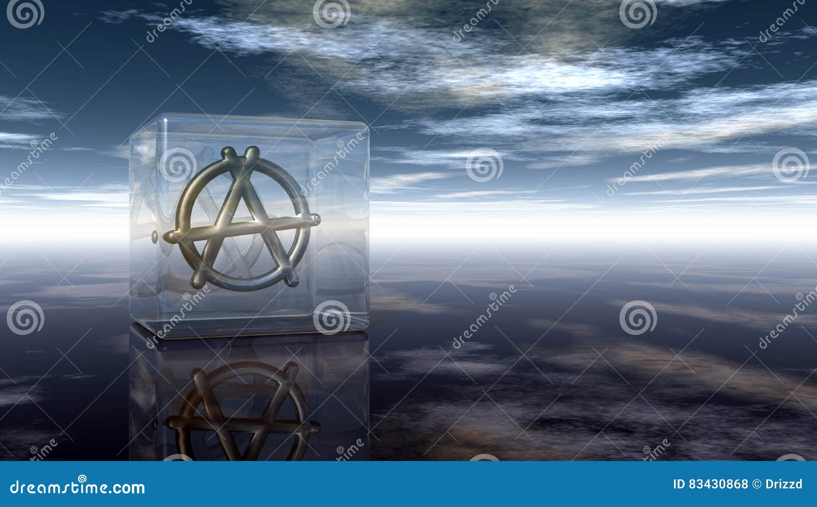 Metal Anarchy Symbol in Glass Cube Stock Illustration - Illustration of ...