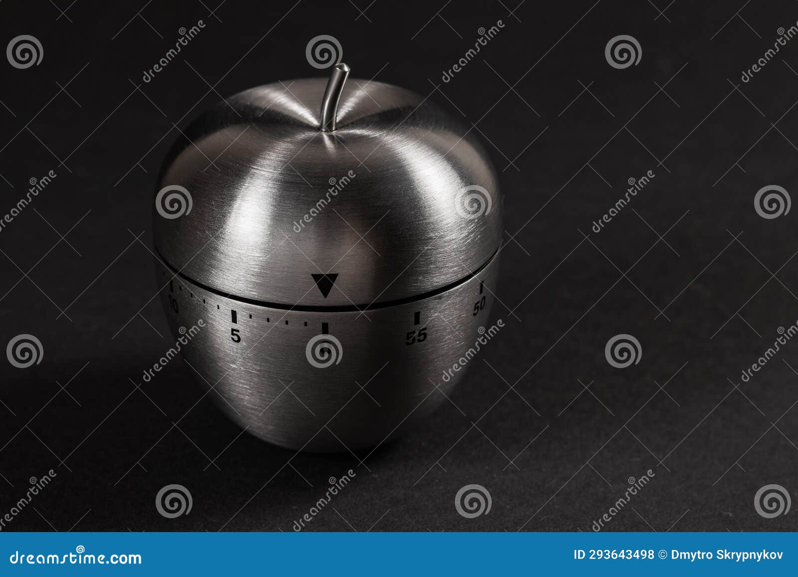 Metal Apple Kitchen Timer on Dark Background Stock Photo - Image of ...