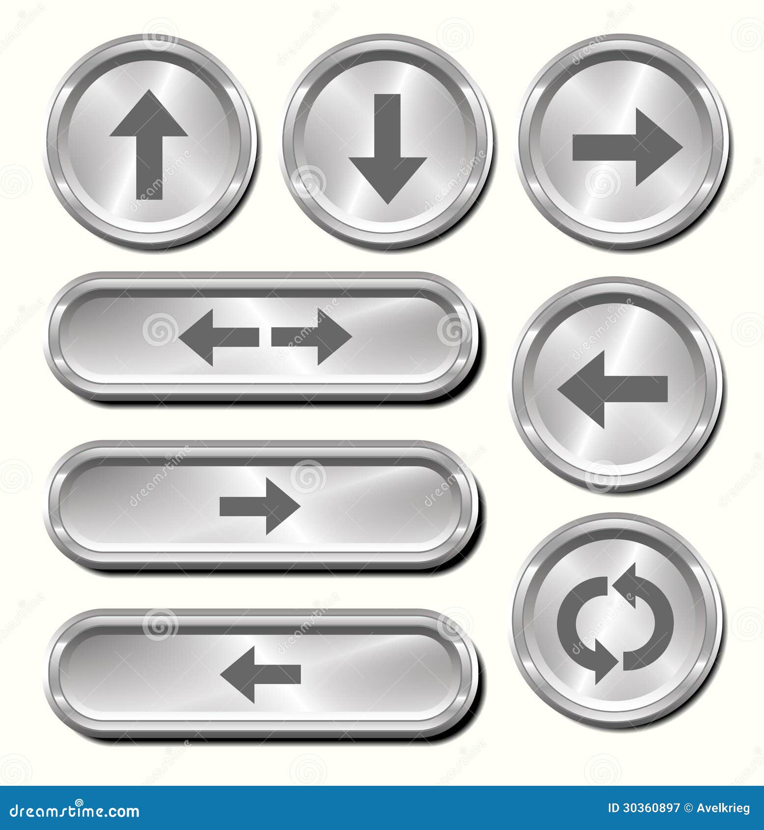 Metal Arrow Buttons stock vector. Illustration of left - 30360897